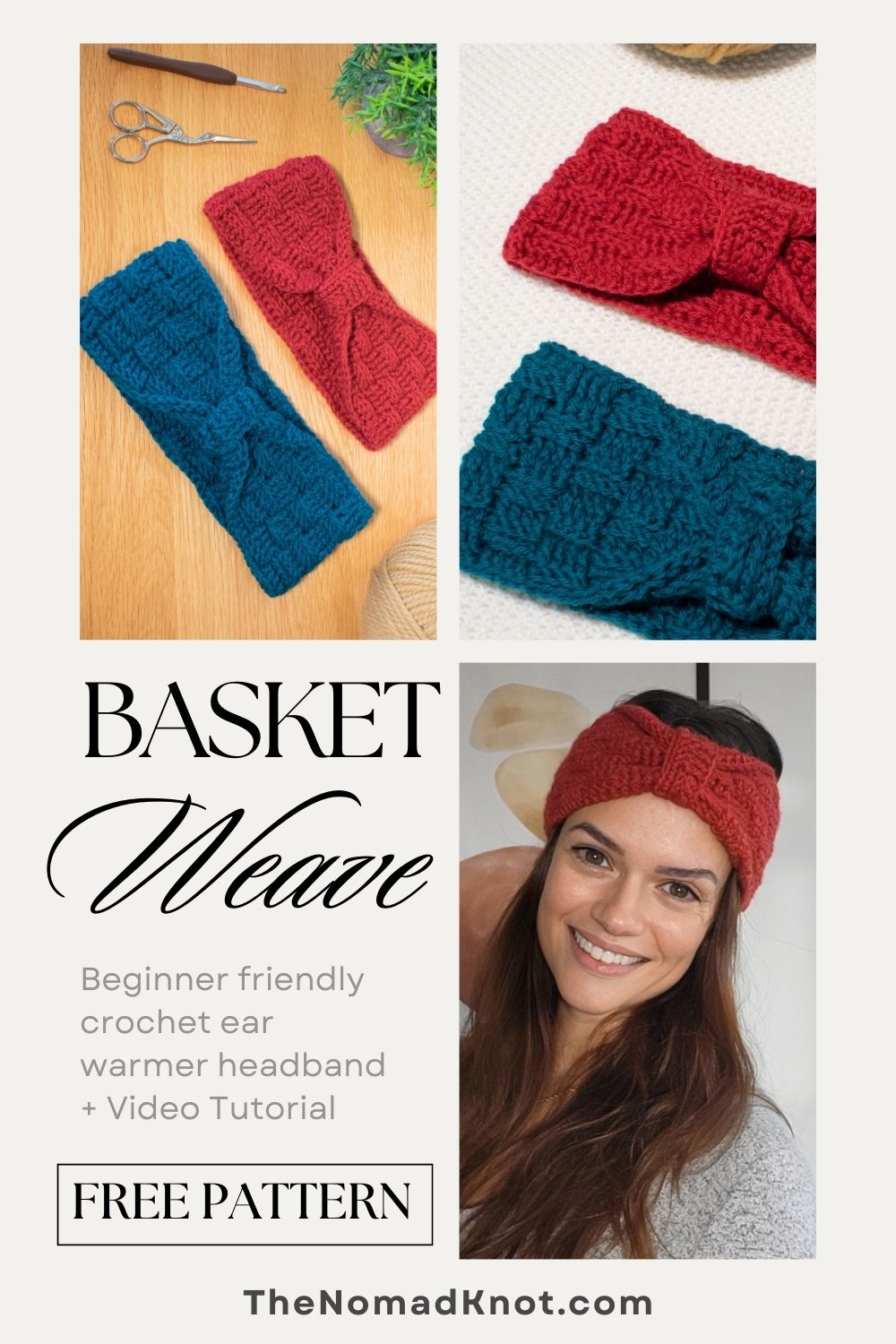 Basket Weave Crochet Ear Warmer Headband (Free Pattern) ⋆ The Nomad Knot