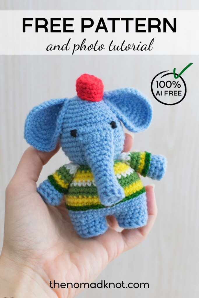 Crochet Happy Elephant Amigurumi Free Pattern ⋆ The Nomad Knot